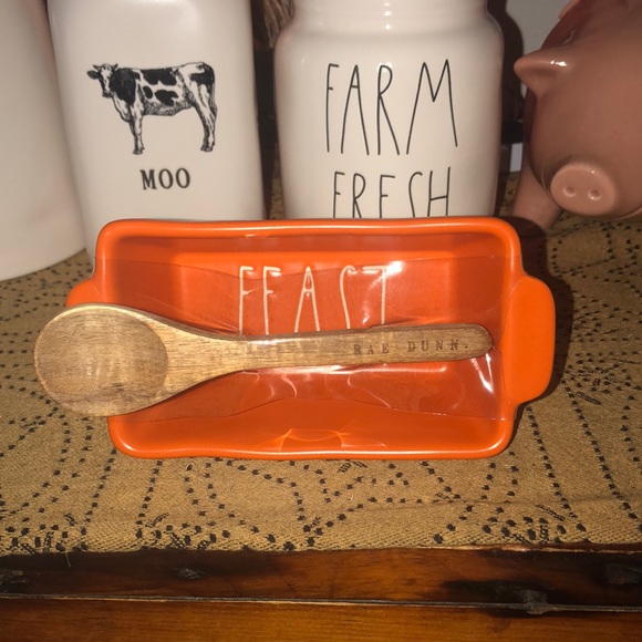 Rae Dunn | Holiday | Rae Dunn Feast Small Baking Dish With Wood Spoon ...
